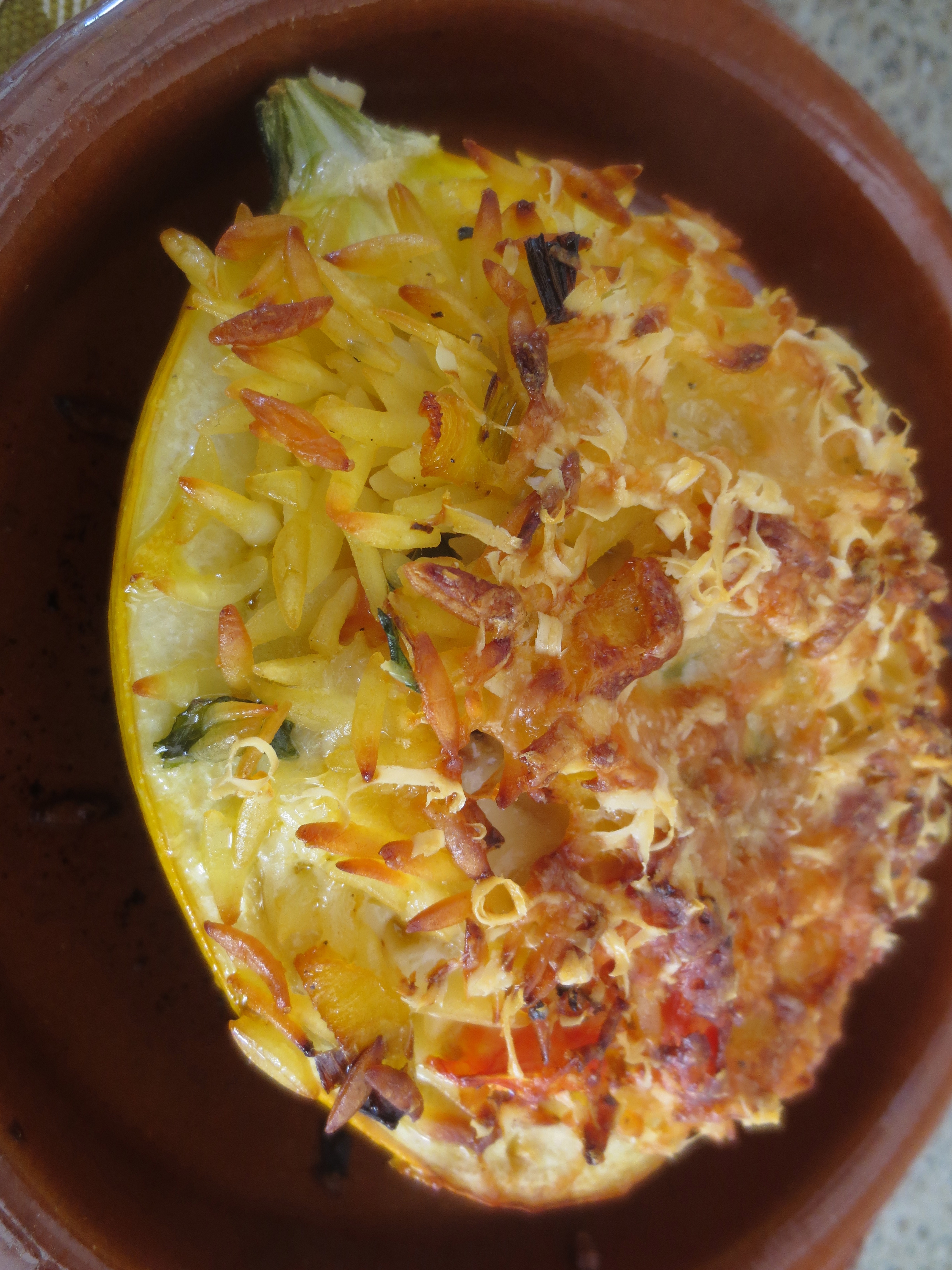 Round Yellow Courgette Stuffed with Orzo & Taleggio – Travel Gourmet
